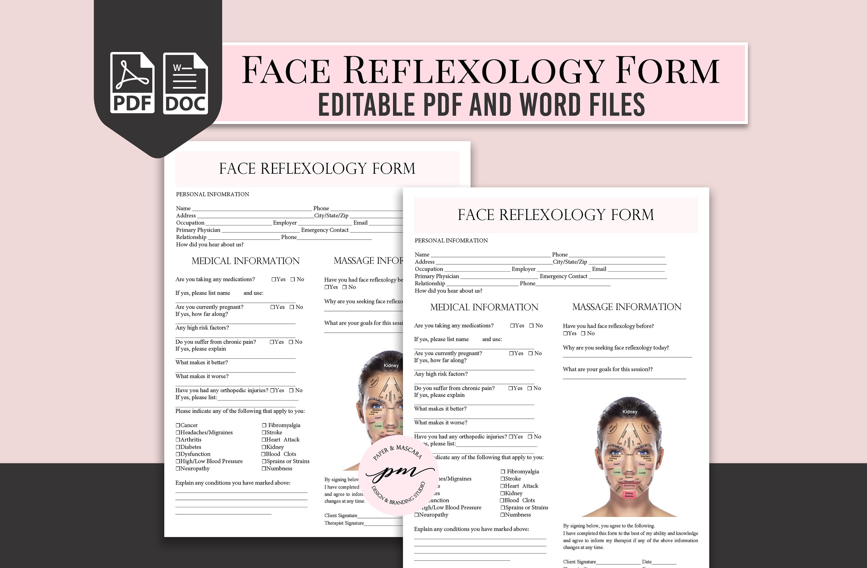 Face Reflexology Client Consultation Form Template Massage - Etsy