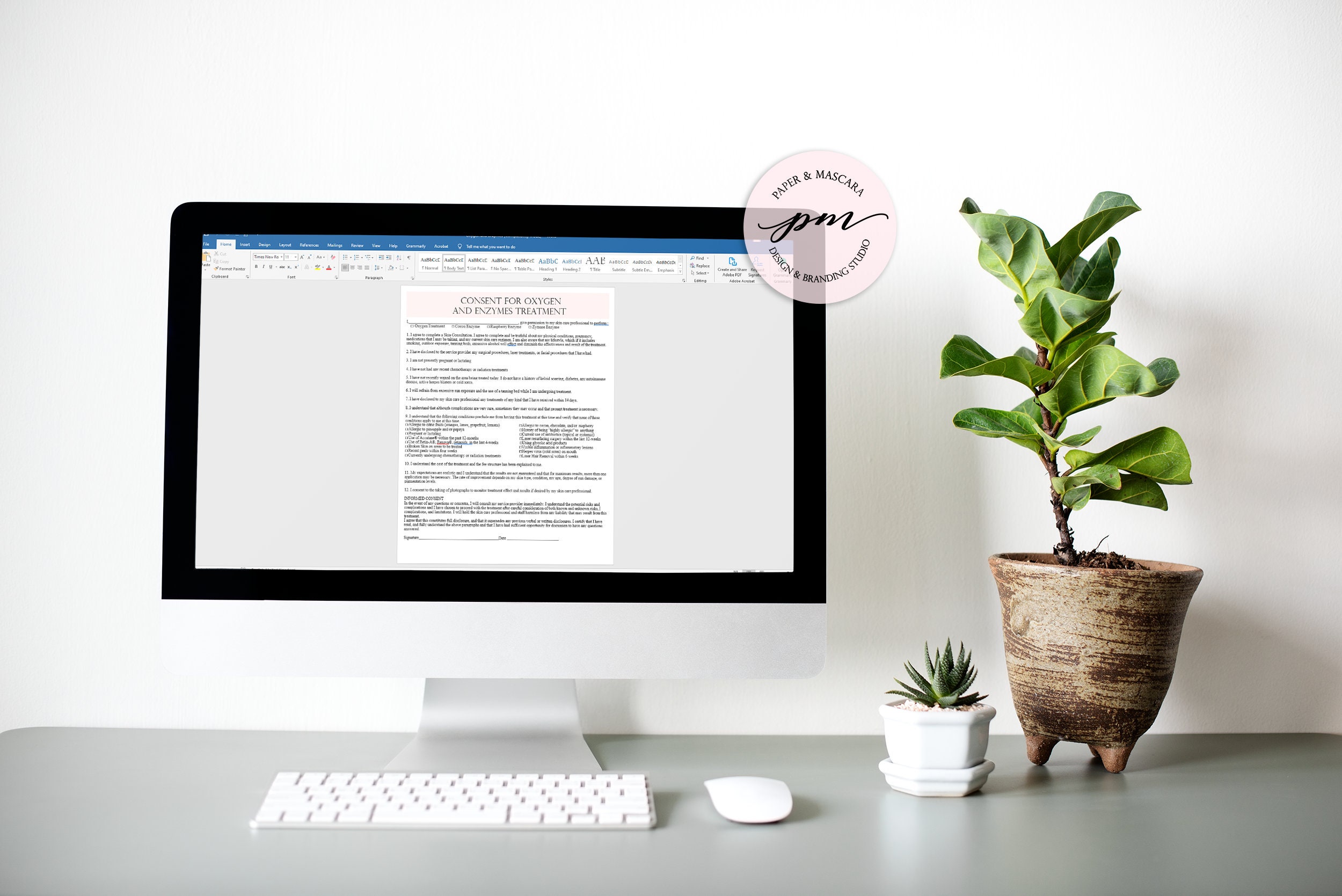 Oxygen and Enzyme Treatment Consent Form Template, Facial Treatment ...