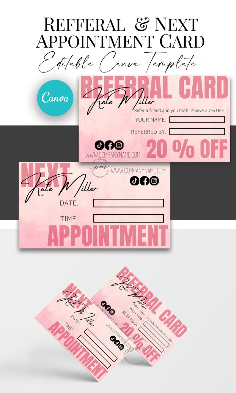 Editable Referral Card Template Editable Next Appointment | Etsy