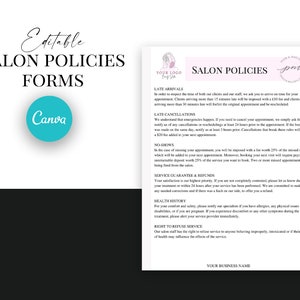 Editable Salon Policies Template Editable Spa Policies | Etsy