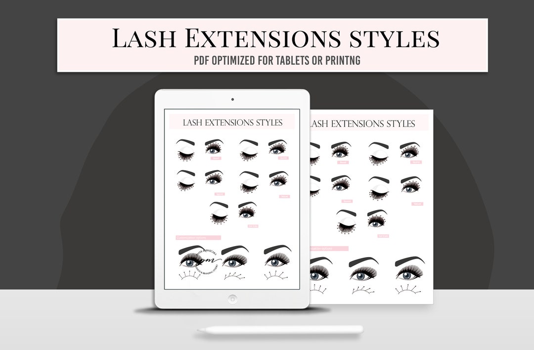 Lash Extensions Styles Guide for Tablets, iPad Lash Styles Guide ...