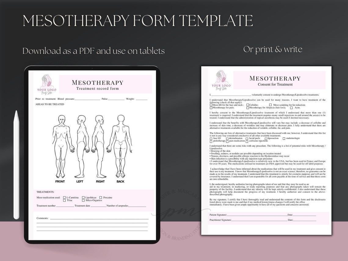 Editable Mesotherapy Consultation Form Template, Mesotherapy Consent ...