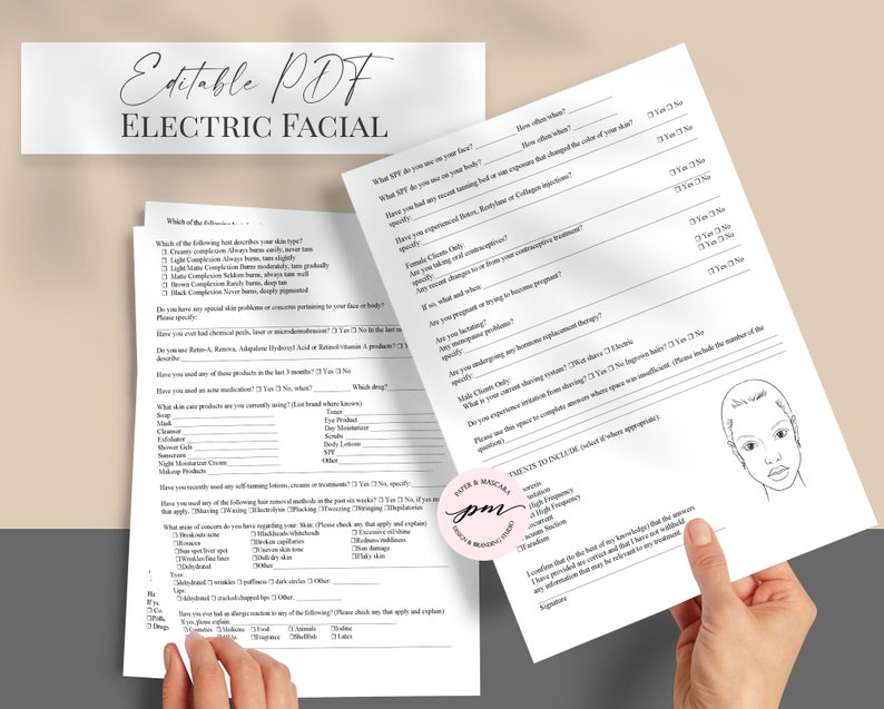 Electric Facial Consent Form Template, Facial Consultation Form ...