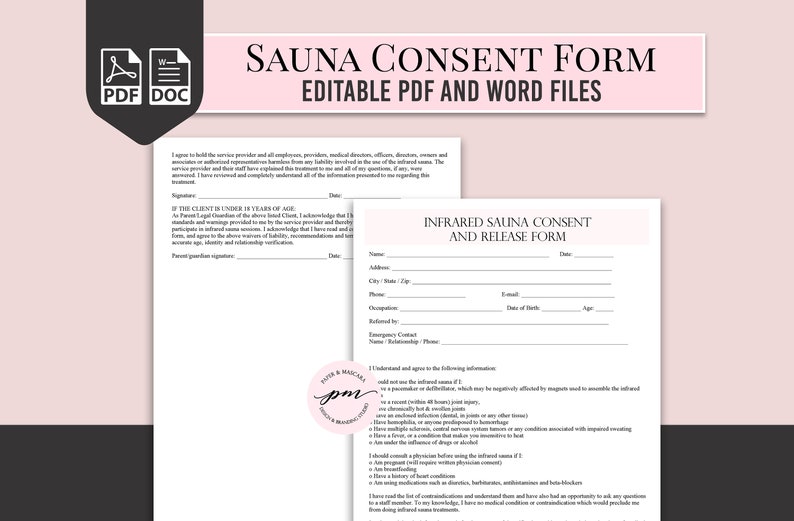 Infrared Sauna Consent Form Template, Sauna Detox Consent Forms ...