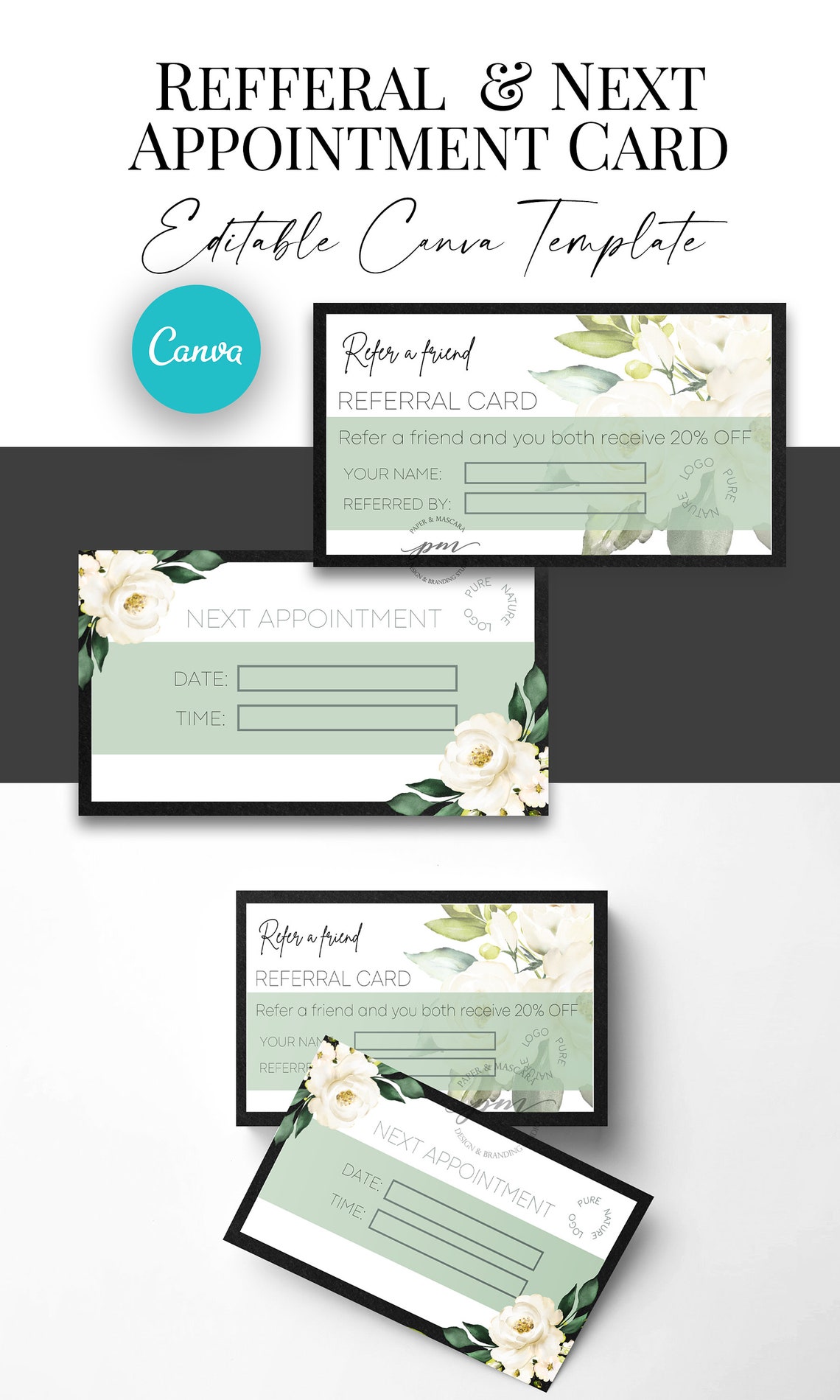 Editable Referral Card Template Editable Next Appointment - Etsy