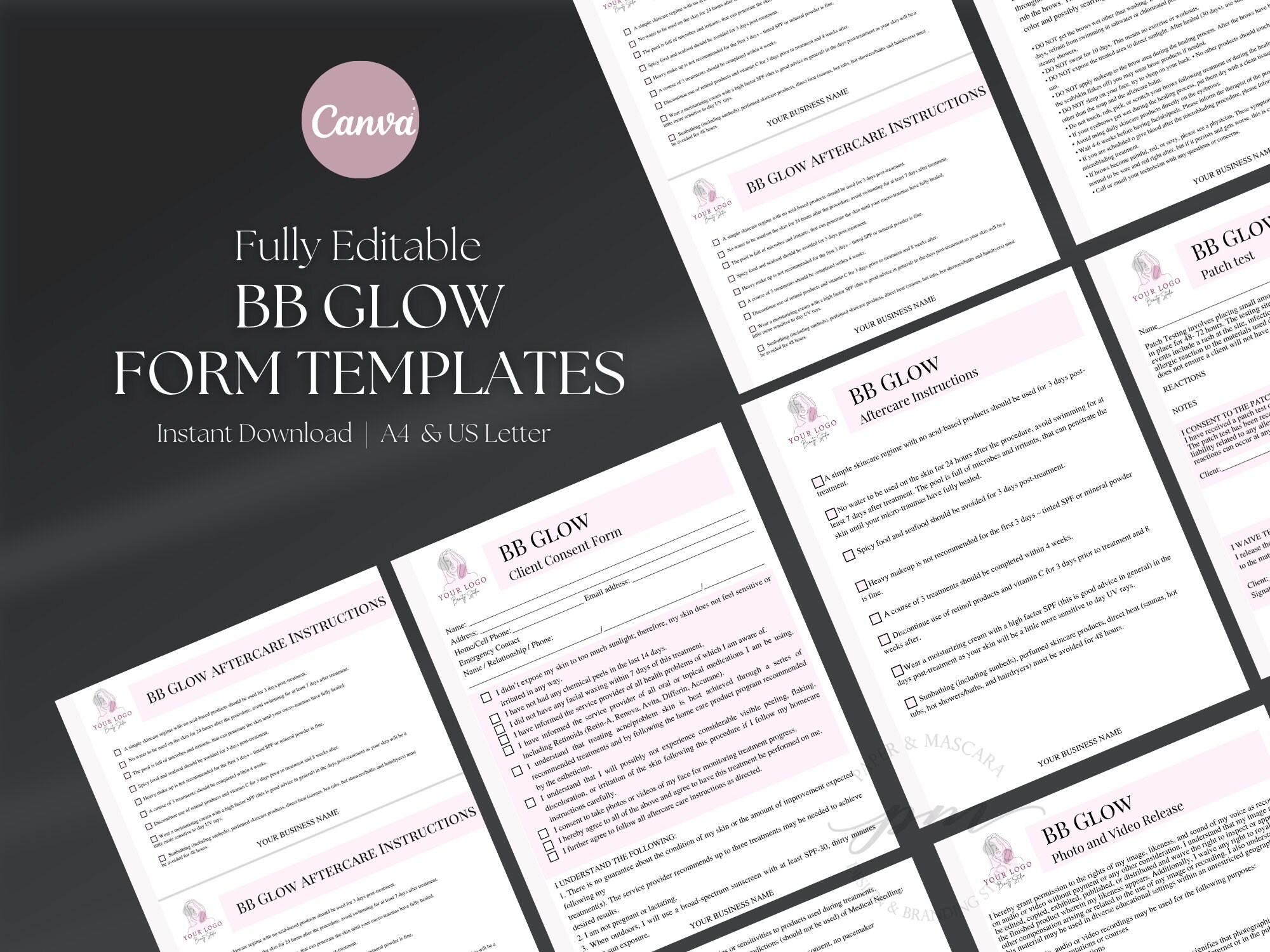 BB Glow Client Consent Form Template, Editable Bbglow Aftercare ...