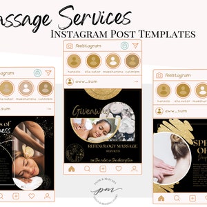 Massage Therapist Instagram Post Templates, Editable Massage Social ...