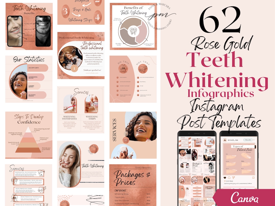 Teeth Whitening Instagram Post Templates, Editable Teeth Whitening ...