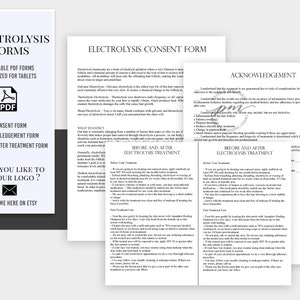 Electrolysis Consent Forms, Electrolysis Client Consultation, Before and After Card - Etsy