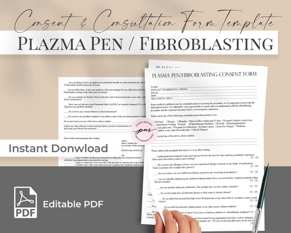 Fibroblast Consent Form Template Plasma Pen Consent and - Etsy