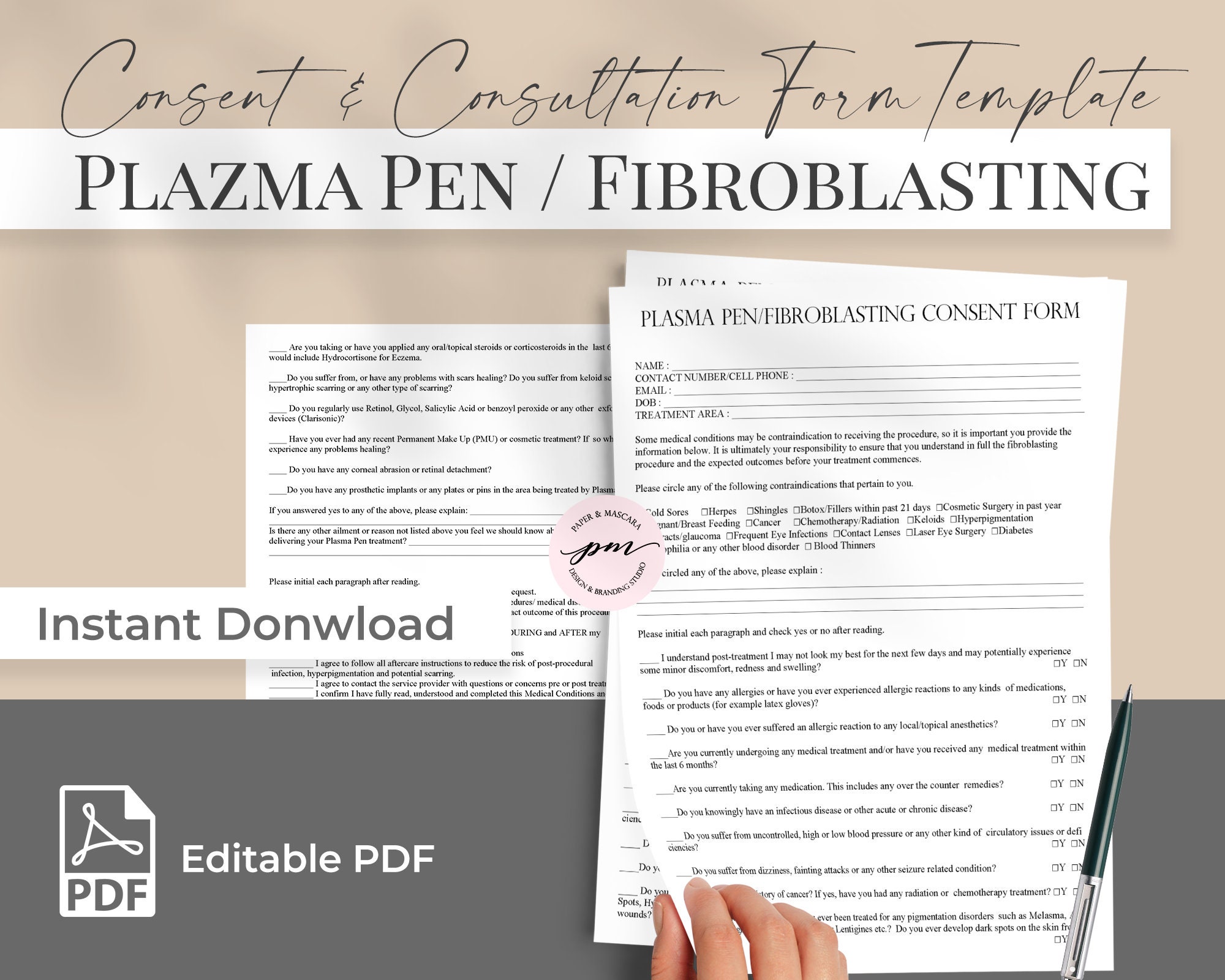 Fibroblast Consent Form Template Plasma Pen Consent and - Etsy Israel