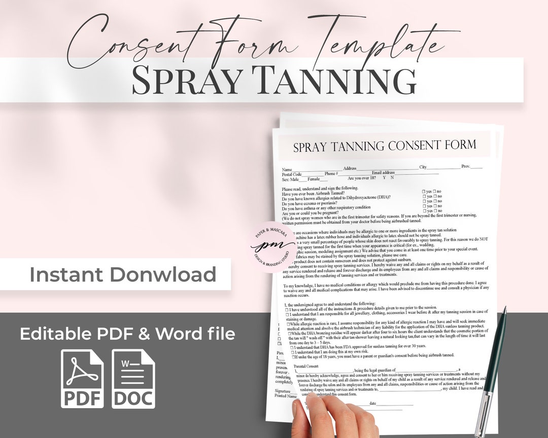 Editable Spray Tan Consent Form and Waiver Template, Customizable Spray ...