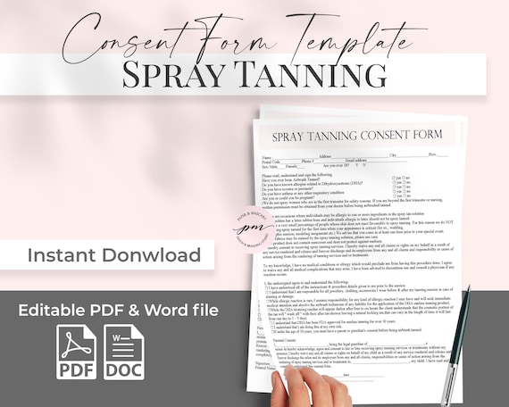 Editable Spray Tan Consent Form and Waiver Template - Etsy