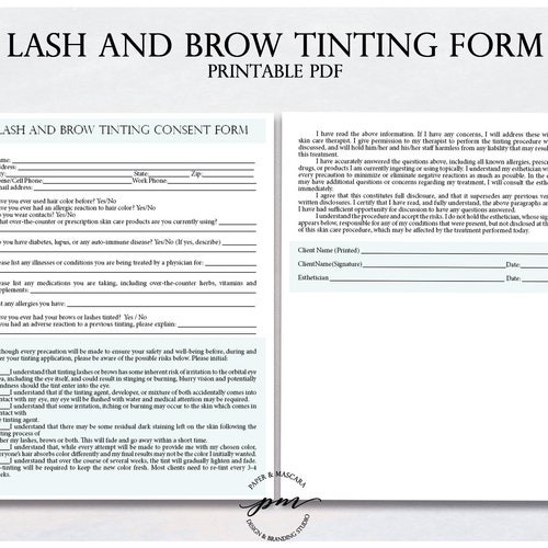 Editable Brow and Lash Tint Consent Form - Etsy