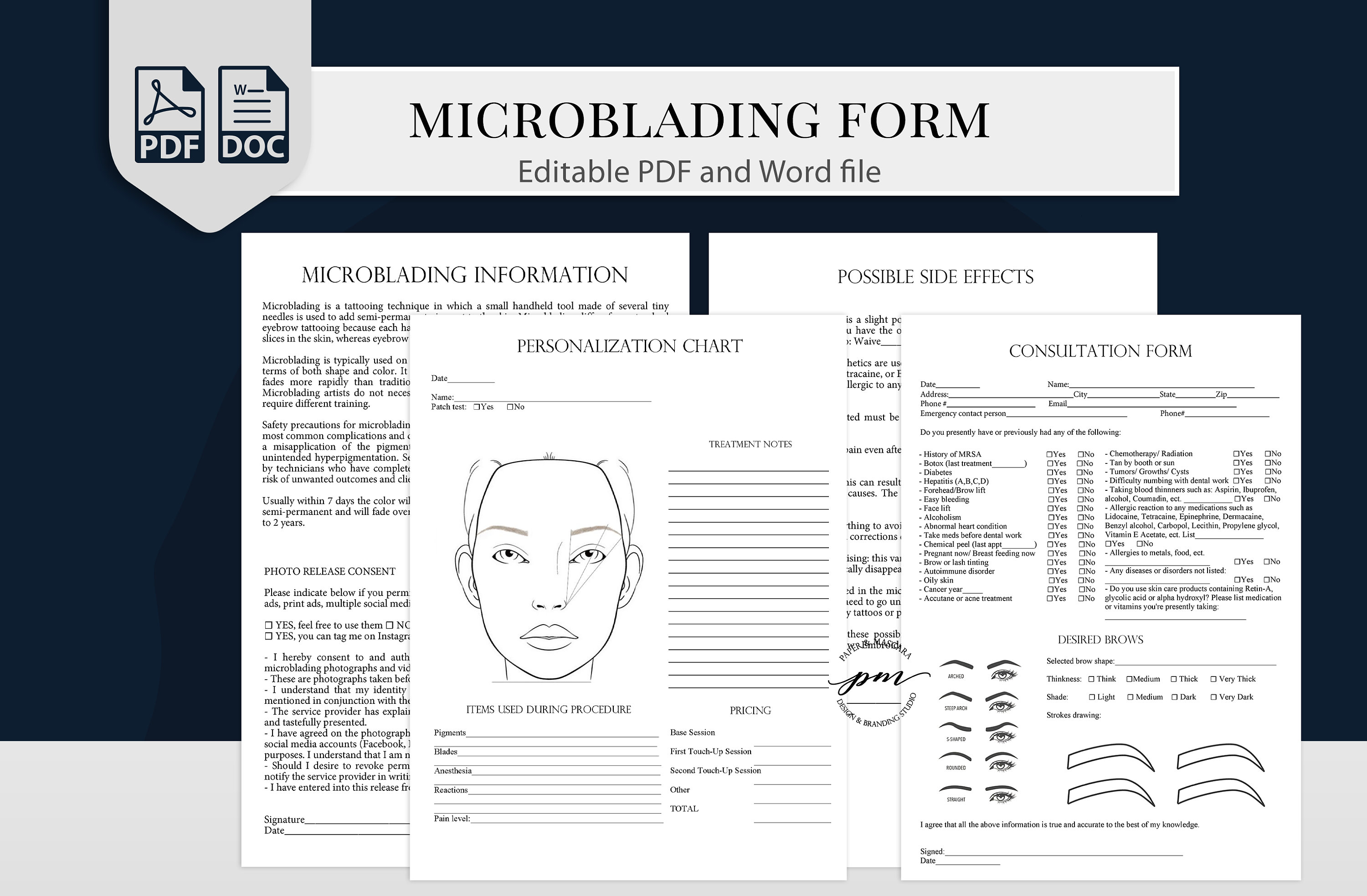 Microblading Permanent Makeup Forms Microblading Technician - Etsy Ireland