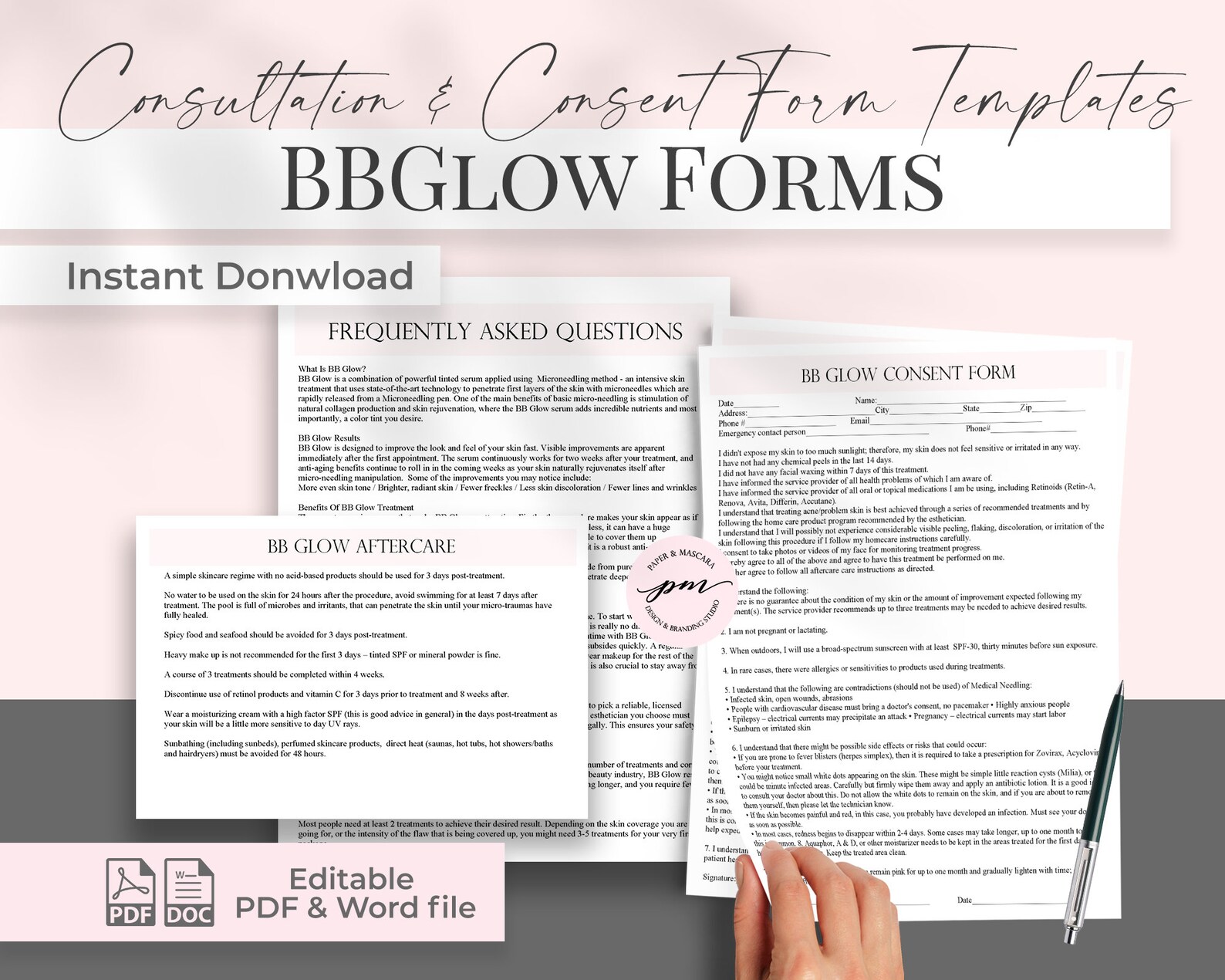 BB Glow Consent Form Template, Bbglow Aftercare Instructions Template ...