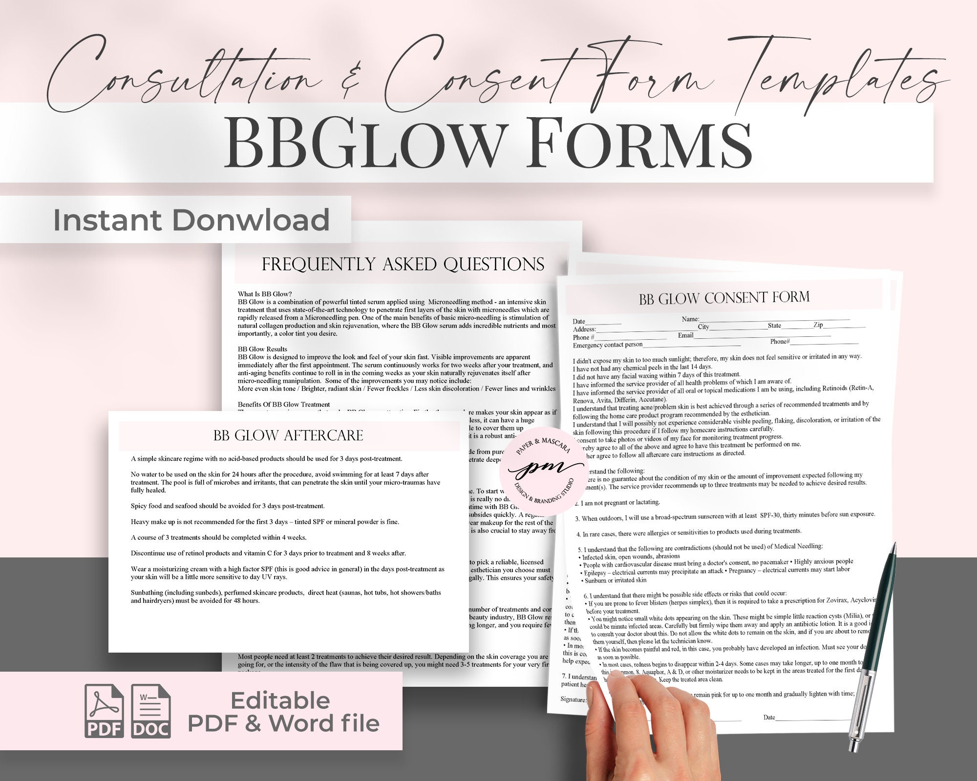 BB Glow Consent Form Template Bbglow Aftercare Instructions - Etsy UK