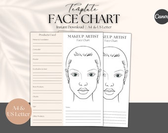Makeup Artist Face Chart - Etsy