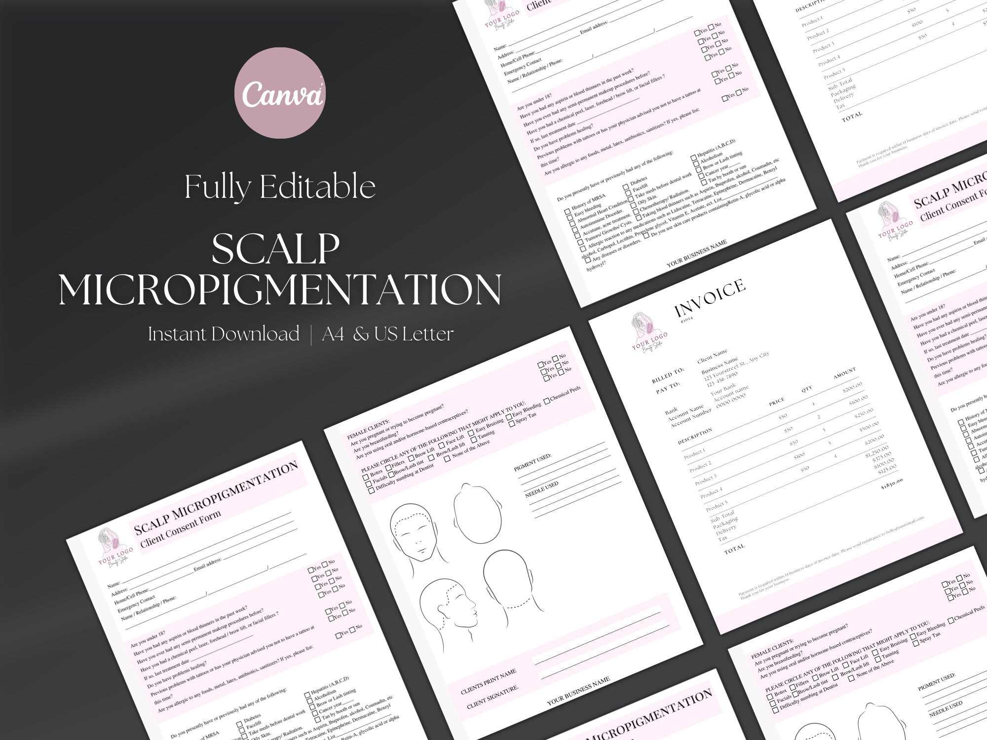 Editable Scalp Micropigmentation Form Template Scalp - Etsy UK