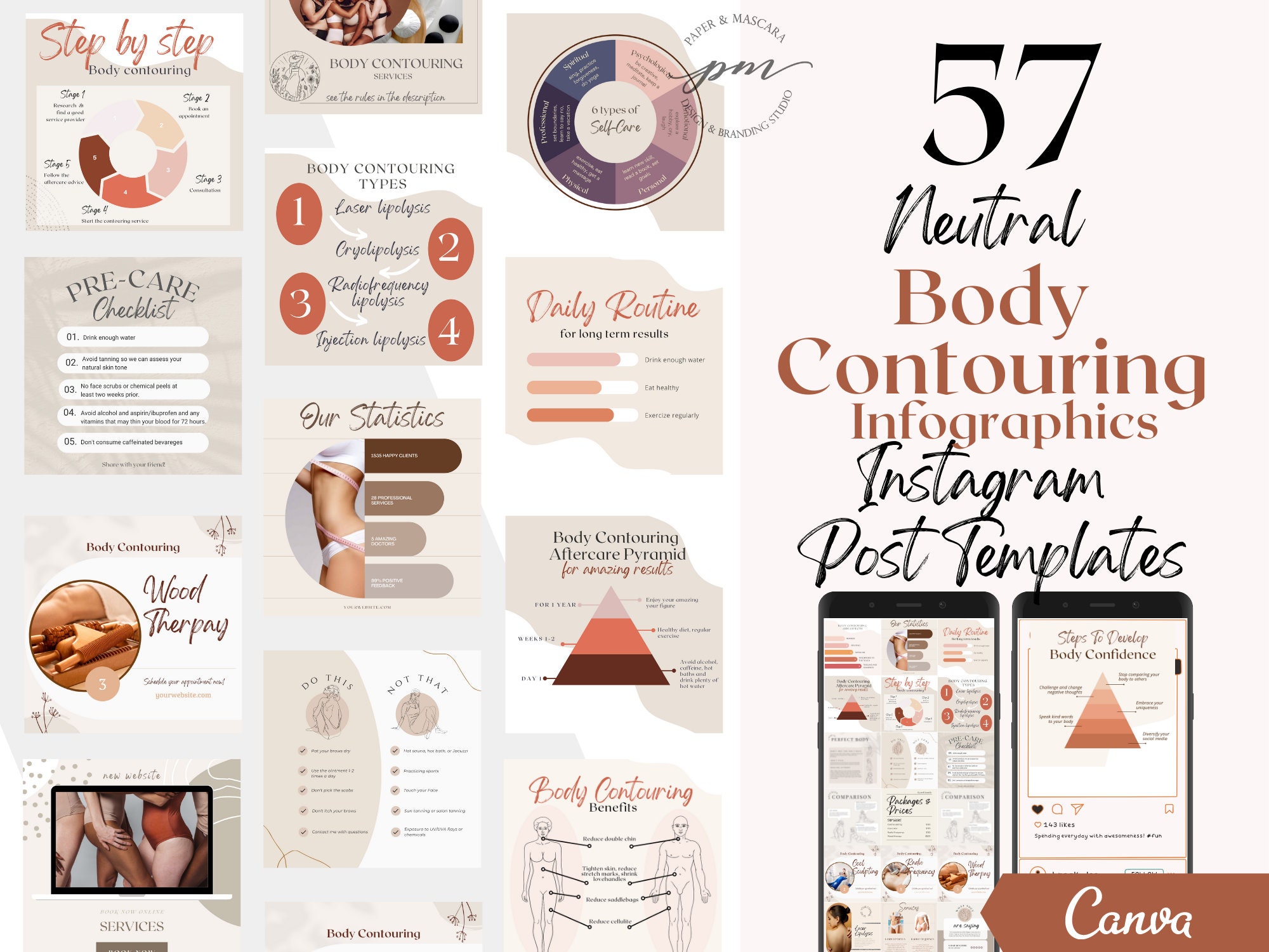 Body Contouring Instagram Post Templates Editable Body | Etsy Canada