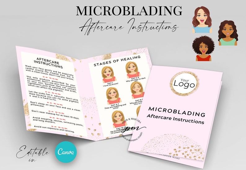 Editable Microblading Aftercare Instructions, Editable Permanent Makeup ...