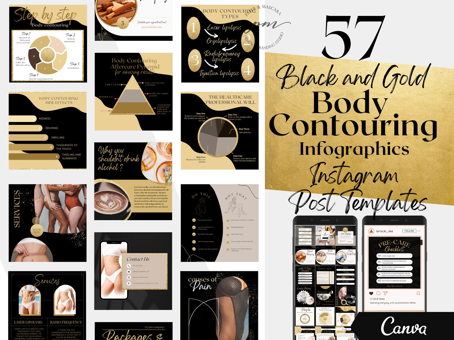 Body Contouring Instagram Post Templates Editable Body - Etsy