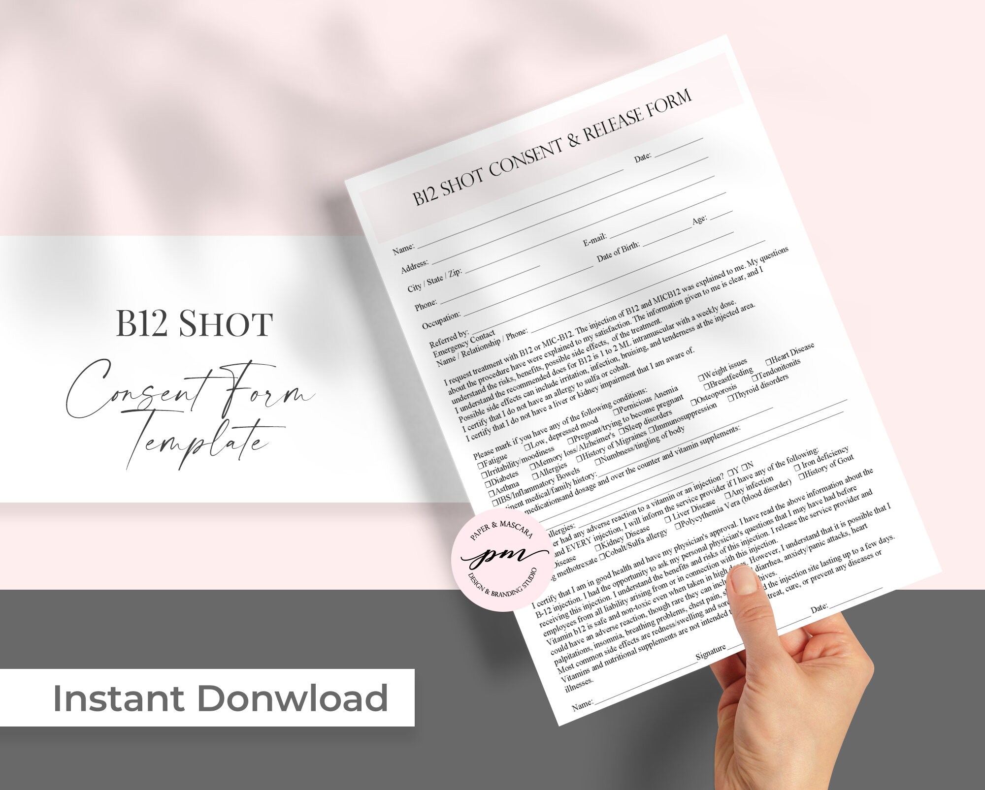 B12 Shot Consent Form Template Facial Fillers Consent - Etsy