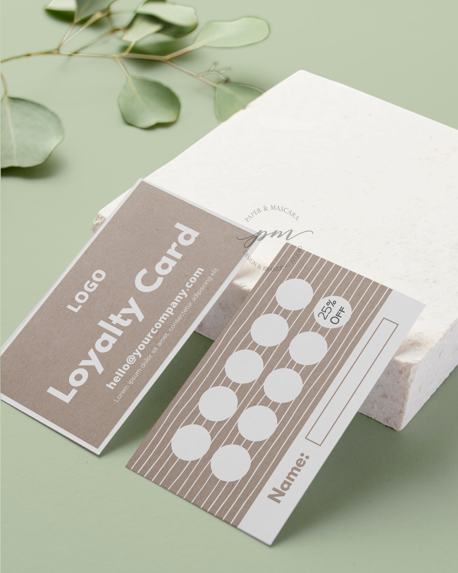 Craft Paper Loyalty Card Template Modern Editable Reward | Etsy