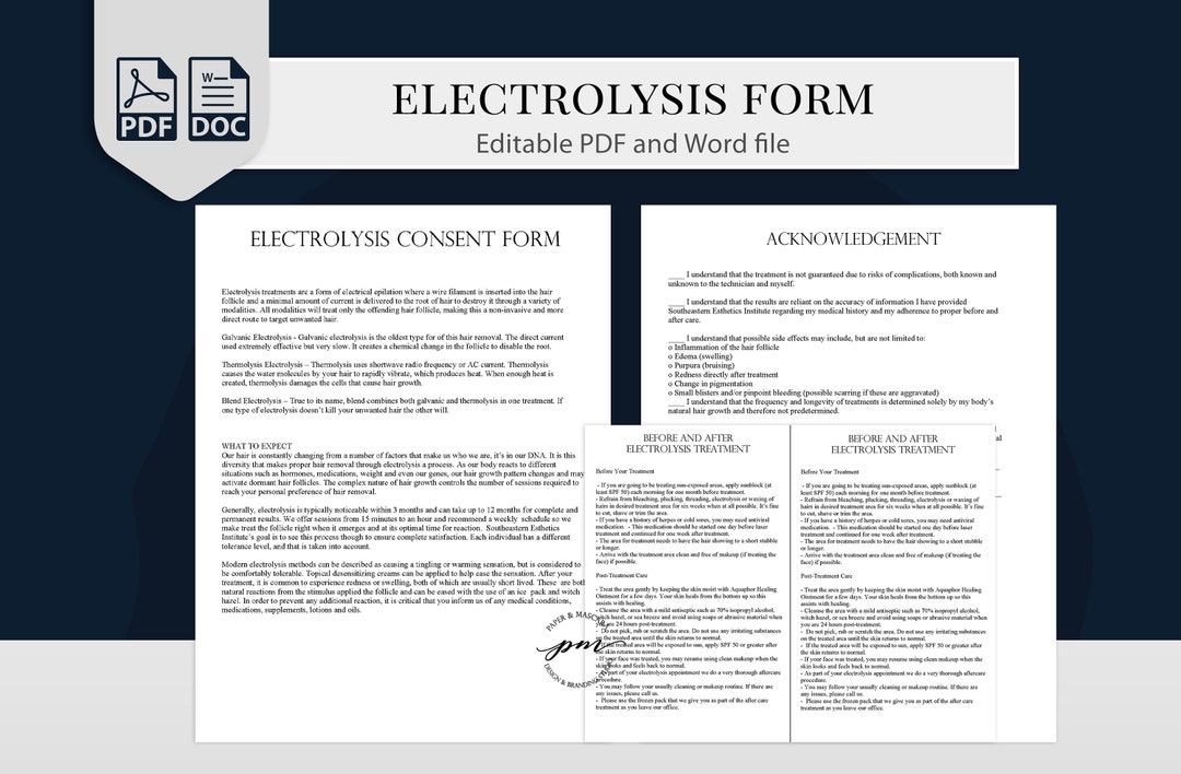 Electrolysis Consent Forms, Electrolysis Client Consultation, Before and After Card - Etsy