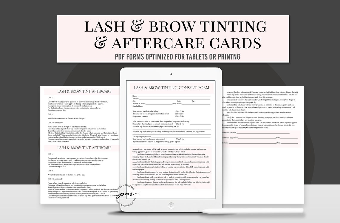 Lash and Brow Tinting Form for Tablets Ipad Lash Tinting - Etsy
