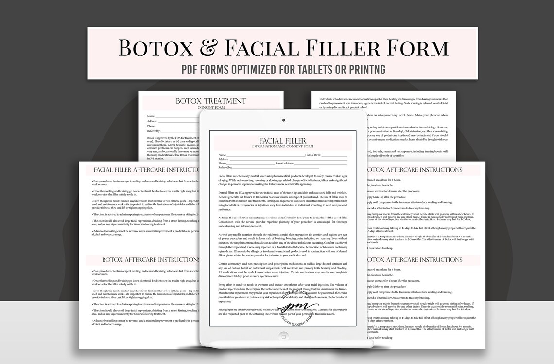Facial Fillers and Botox Treatment Forms for Tablets | Etsy