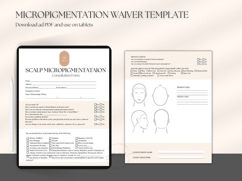 Editable Scalp Micropigmentation Form Template Neutral Scalp - Etsy ...