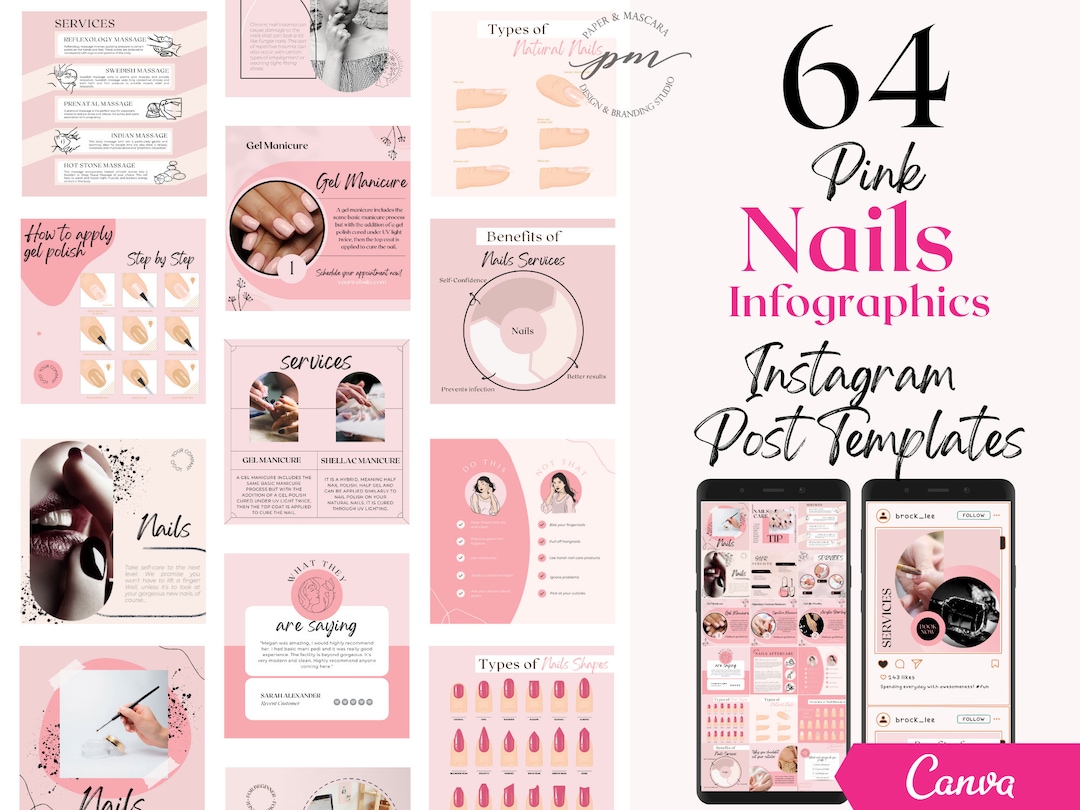 Nail Technician Instagram Post Templates, Editable Nails Social Media ...