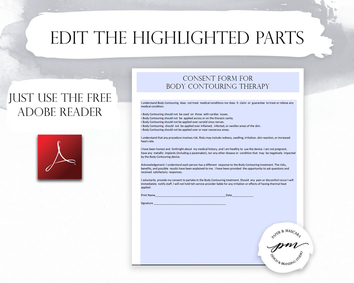 Editable Body Contouring Consent Form Template, Simple Body Sculpting ...
