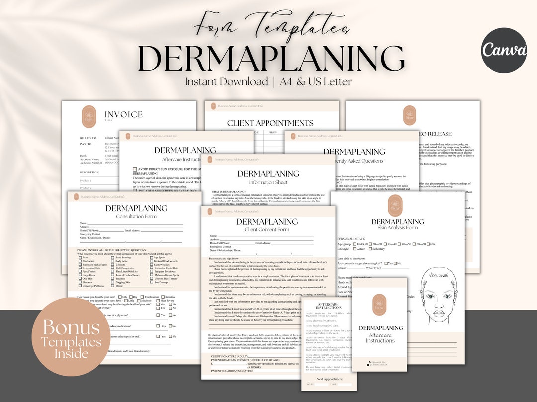 Editable Dermaplaning Forms, Dermaplaning Consent Form Template ...
