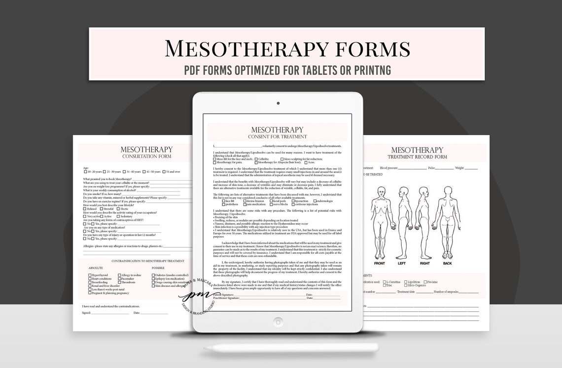 Mesotherapy Consultation Form for Tablets, Mesotherapy Consent Form - Etsy