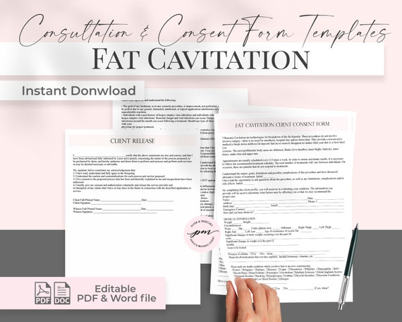 Fat Cavitation Client Information Form Template Fat - Etsy