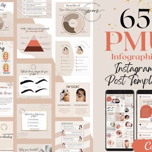 Permanent Makeup Instagram Post Templates Editable PMU Social - Etsy