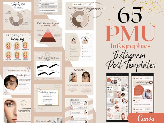 Permanent Makeup Instagram Post Templates Editable PMU Social - Etsy