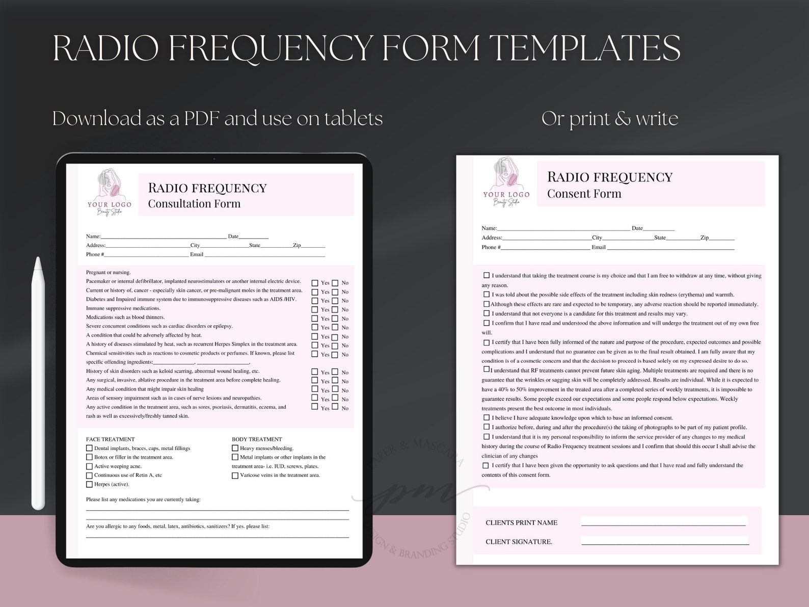 Radio Frequency Form Template, Editable Radio Frequency Client Intake ...