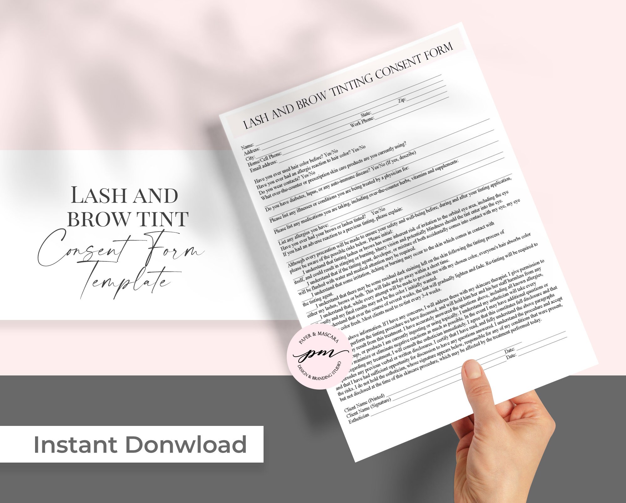 Lash and Brow Tinting Form Template Lash Tinting Consent Form - Etsy