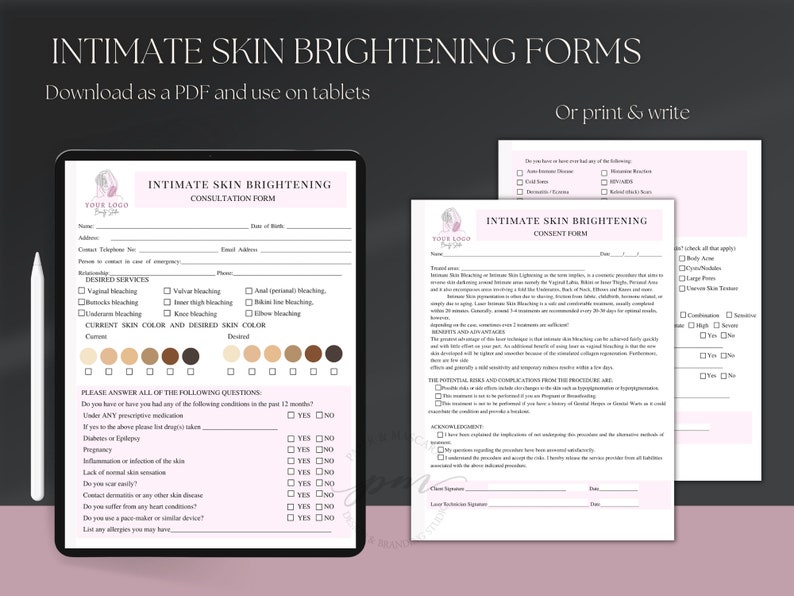 Editable Skin Brightening Form Template, Skin Brightening Consnet Form ...