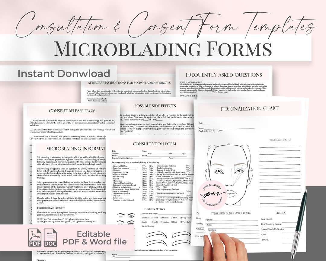Microblading Permanent Makeup Form Templates, Customizable Microblading ...