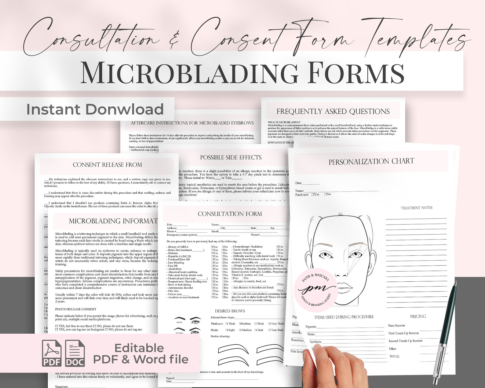 Microblading Permanent Makeup Form Templates Customizable - Etsy
