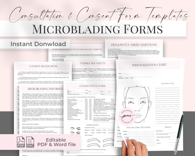 Microblading Permanent Makeup Form Templates Customizable - Etsy