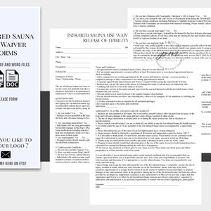 Infrared Sauna Consent Form, Sauna Detox Consent Forms, Liability ...
