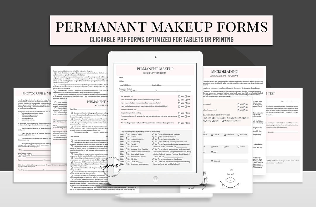 Permanent Makeup Consent Forms, Cliclable and Fillable Permanent Makeup ...