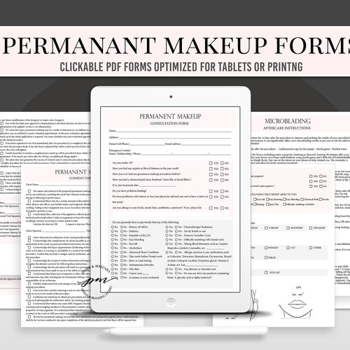 Permanent Makeup Consent Forms Cliclable and Fillable | Etsy