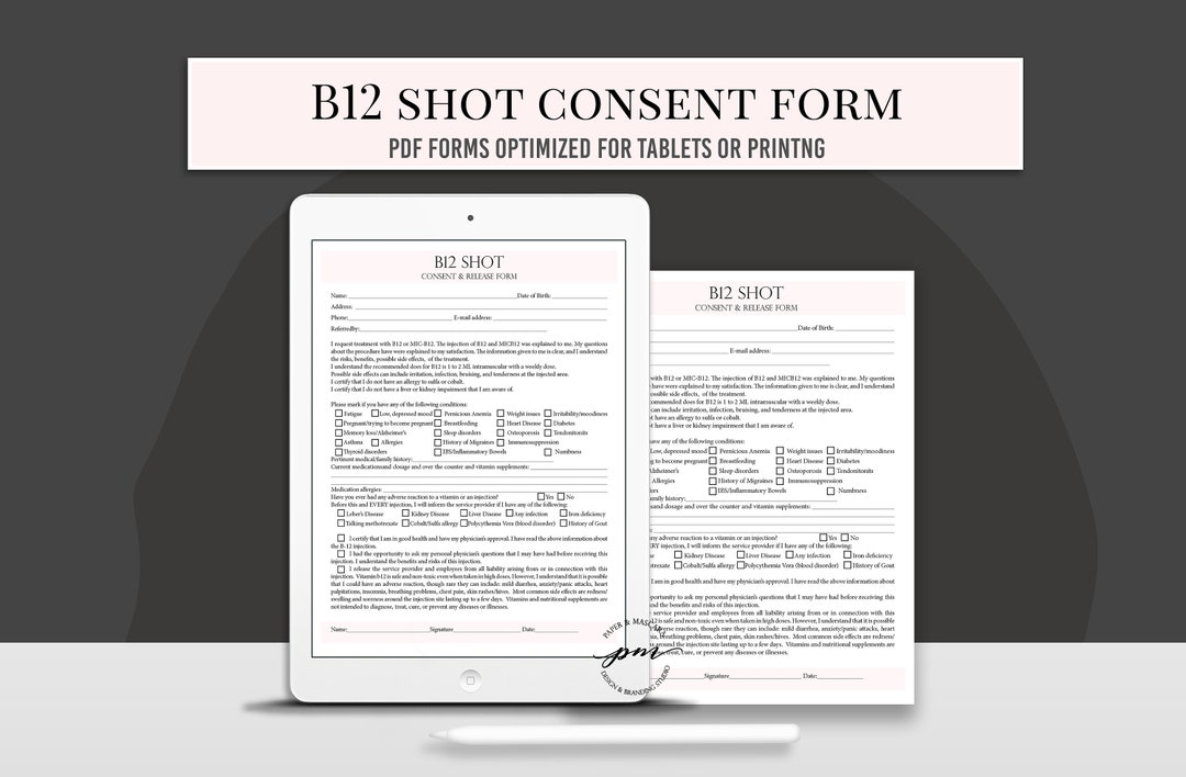 B12 Shot Consent Form for Tablets, iPad Facial Fillers Consent ...