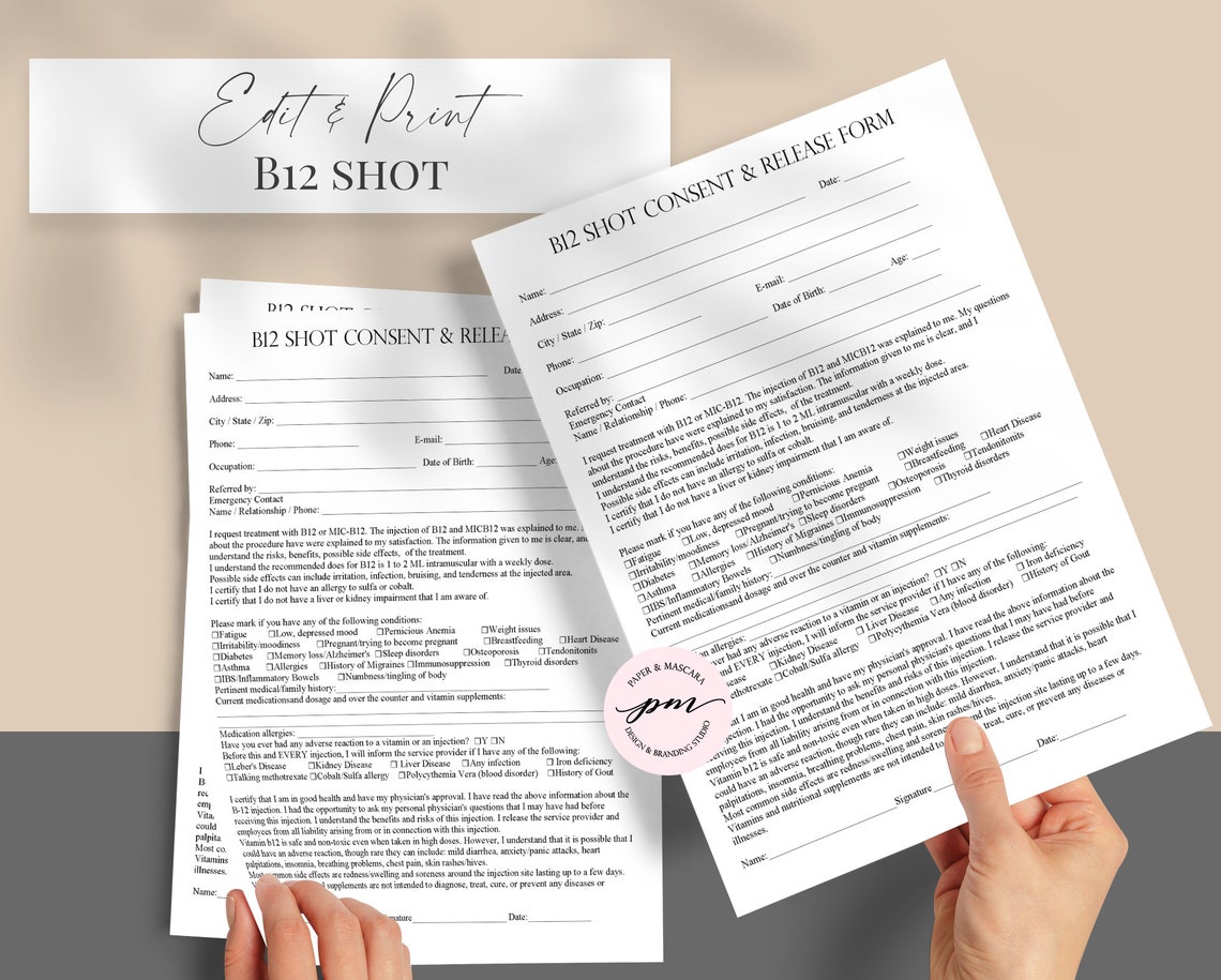 B12 Shot Consent Form Template Facial Fillers Consent - Etsy